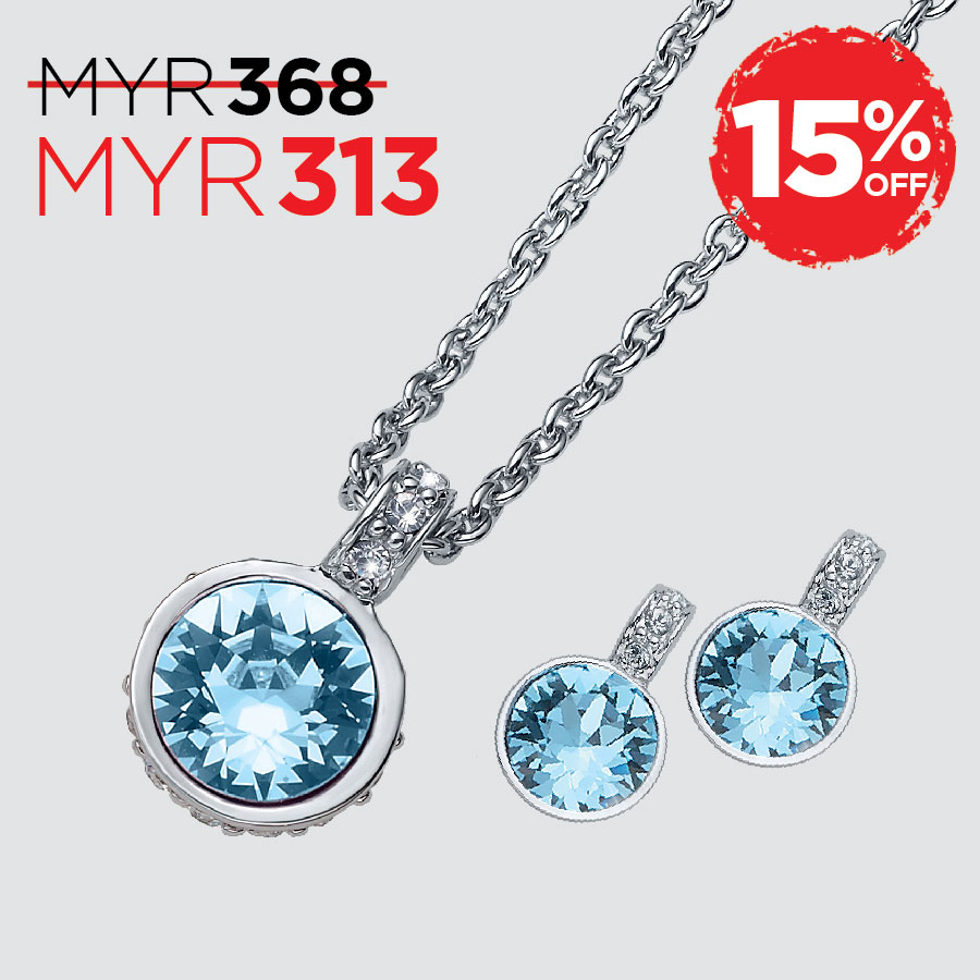 OLIVER WEBER DOUBLE COLLECTION SET (NECKLACE & EARRINGS) - BLUE CRYSTAL ...