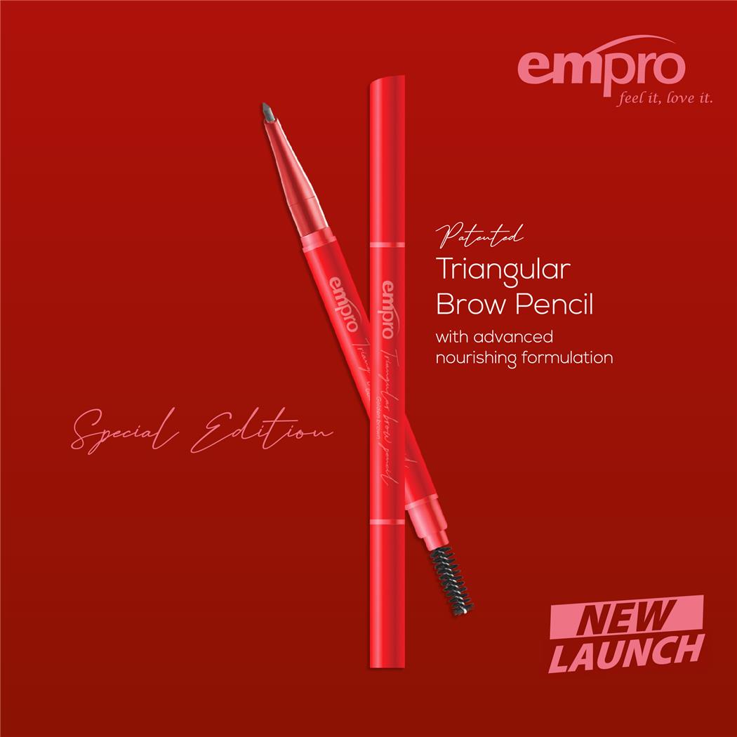 EMPRO TRIANGULAR BROW PENCIL PREMIUM PACK - RED Edition - NATURAL GREY ...