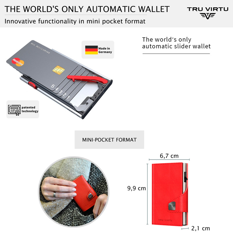TRU VIRTU® “CLICK & SLIDE” WALLET RHOMBUS CORAL LEATHER - Temptations ...