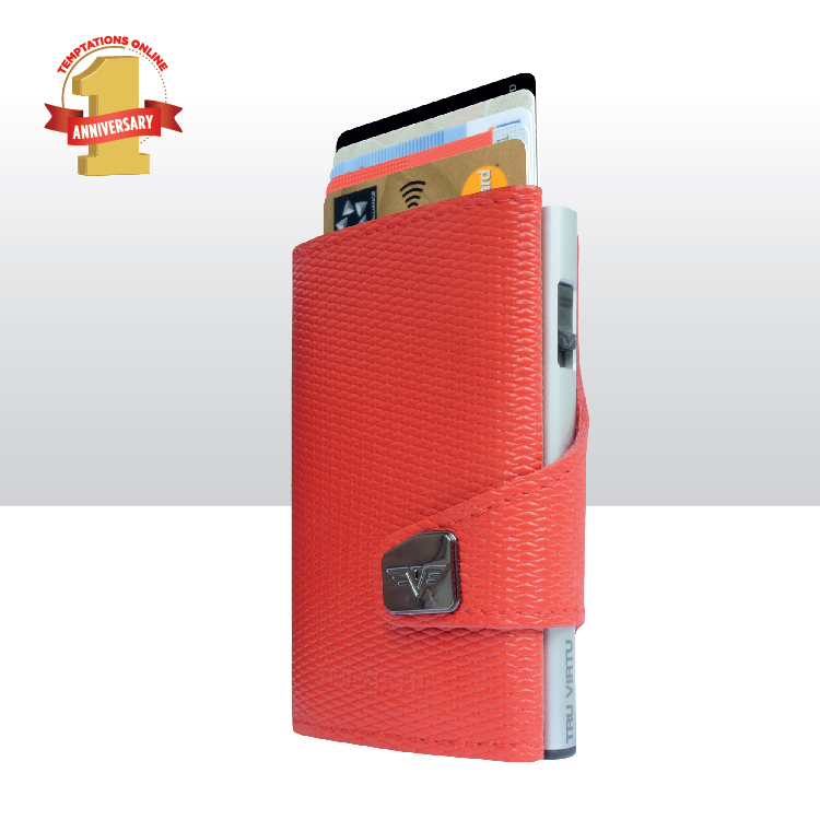 TRU VIRTU® “CLICK & SLIDE” WALLET - RHOMBUS CORAL LEATHER - Temptations ...