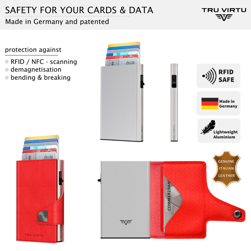 TRU VIRTU® “CLICK & SLIDE” WALLET RHOMBUS CORAL LEATHER - Temptations ...